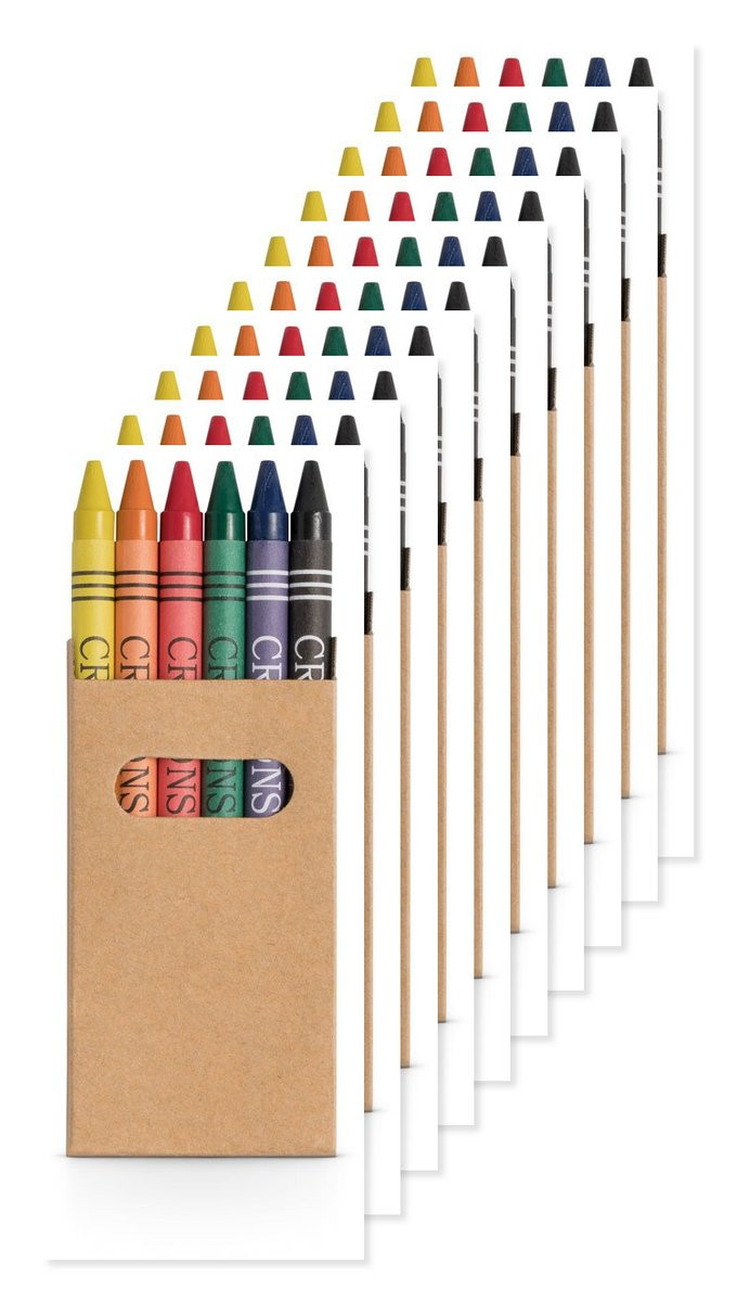 Pack de 100 Egotier 91754 - Boîte avec 6 crayons de cire - Naturel ...